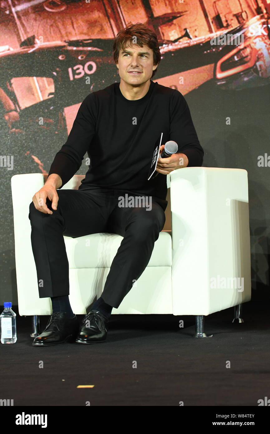 American actor Tom Cruise attends a press conference to promote his new ...