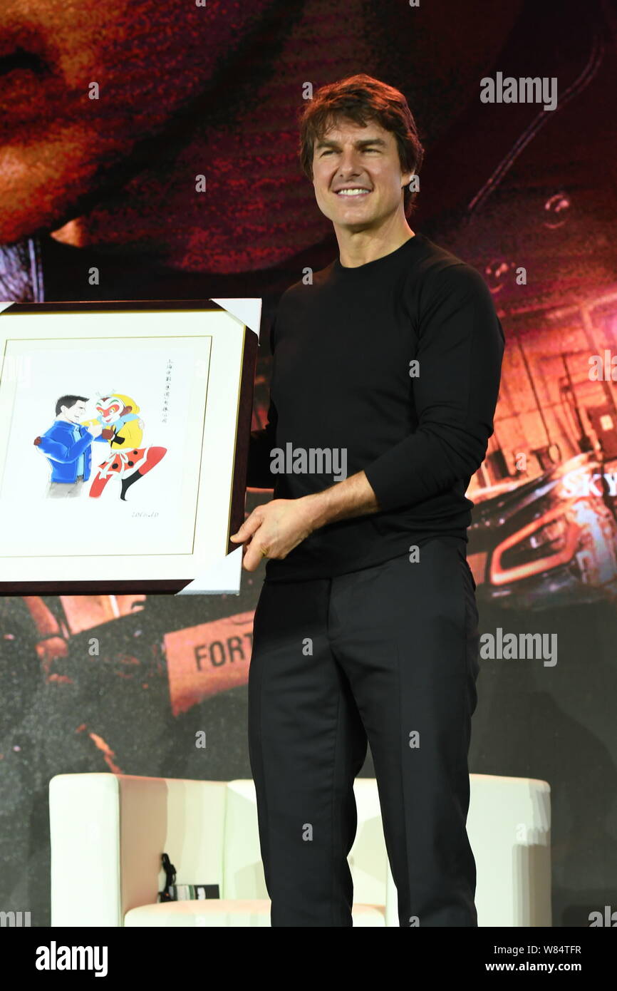 American actor Tom Cruise attends a press conference to promote his new ...