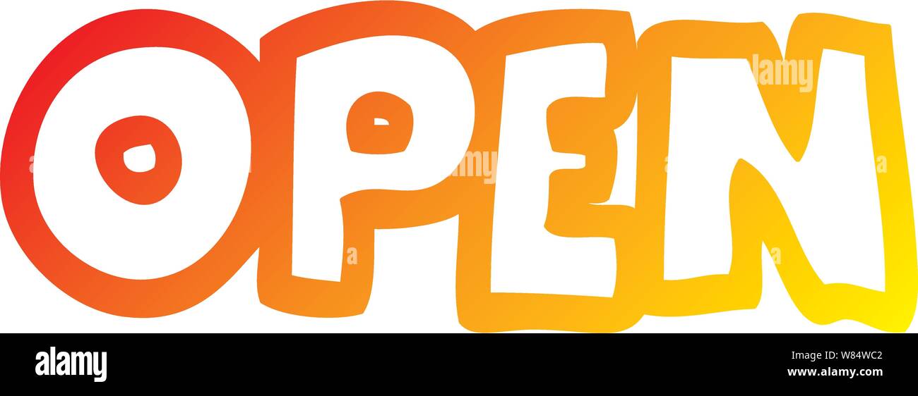 warm gradient line drawing of a cartoon open sign Stock Vector Image ...