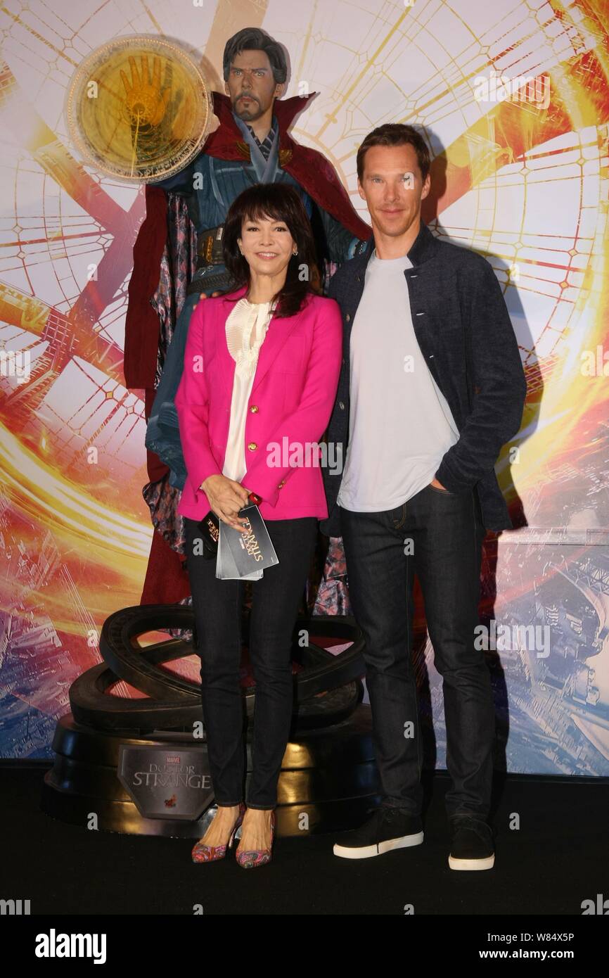 English actor Benedict Cumberbatch, right, and Hong Kong actress Carol ...