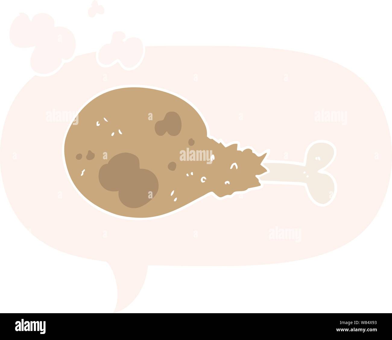 cartoon cooked chicken leg with speech bubble in retro style Stock ...