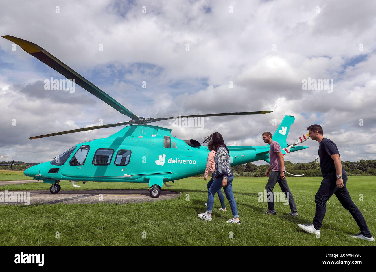 Diners by Roocopter One before it takes to the skies as Deliveroo ...