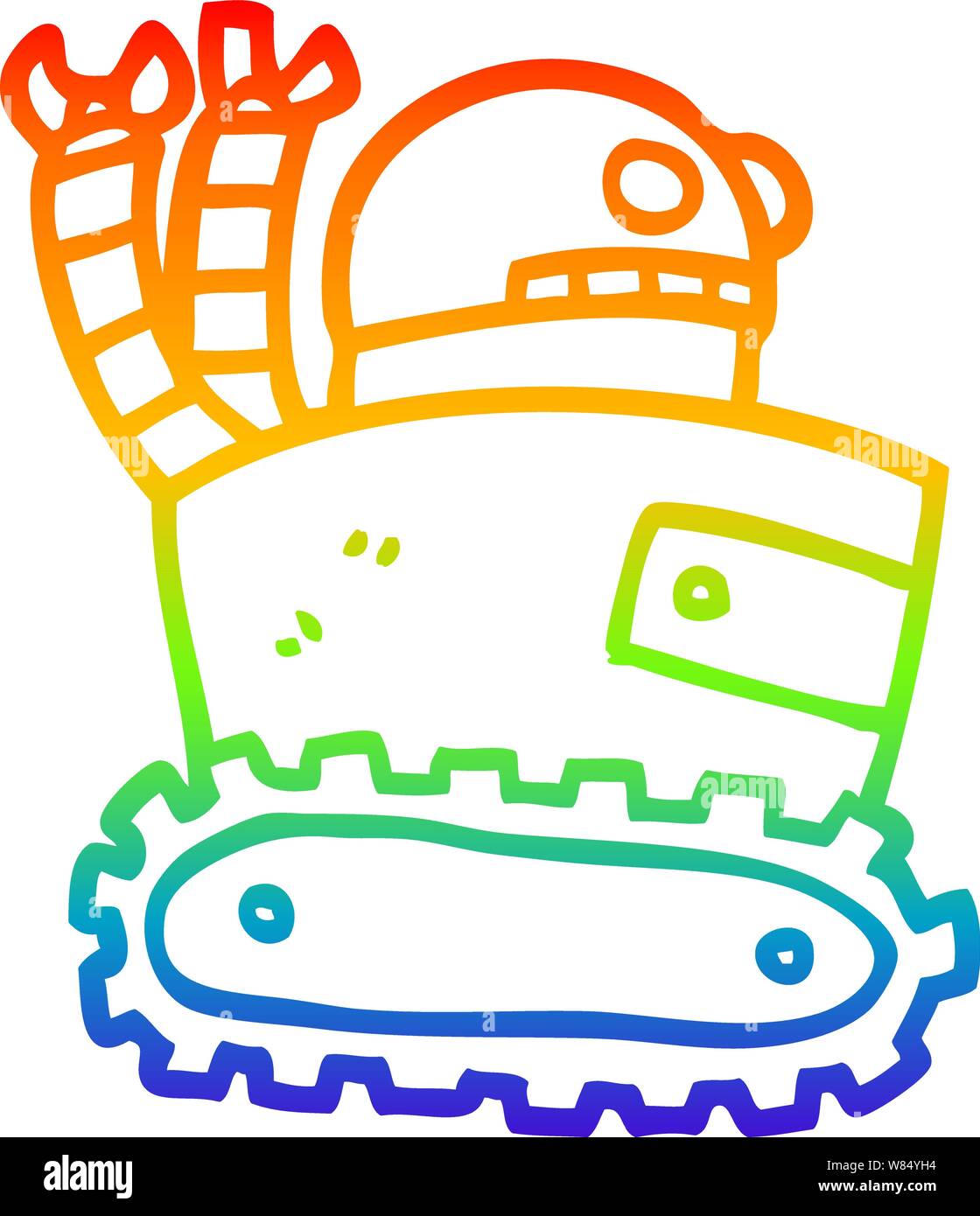 rainbow gradient line drawing of a cartoon robot Stock Vector Image ...