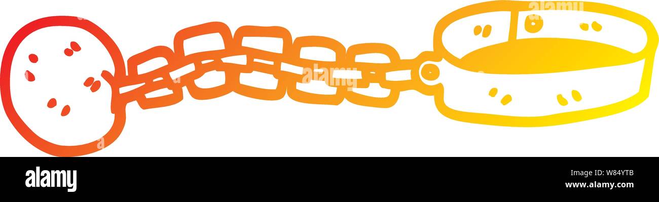 warm gradient line drawing of a cartoon ball and chain Stock Vector ...