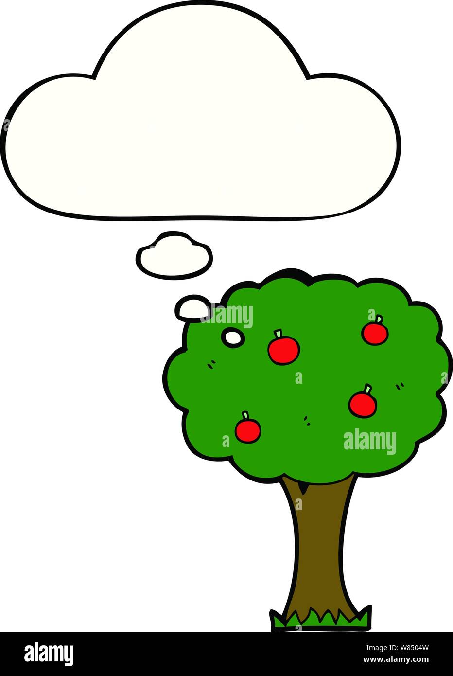 cartoon apple tree with thought bubble Stock Vector Image & Art - Alamy