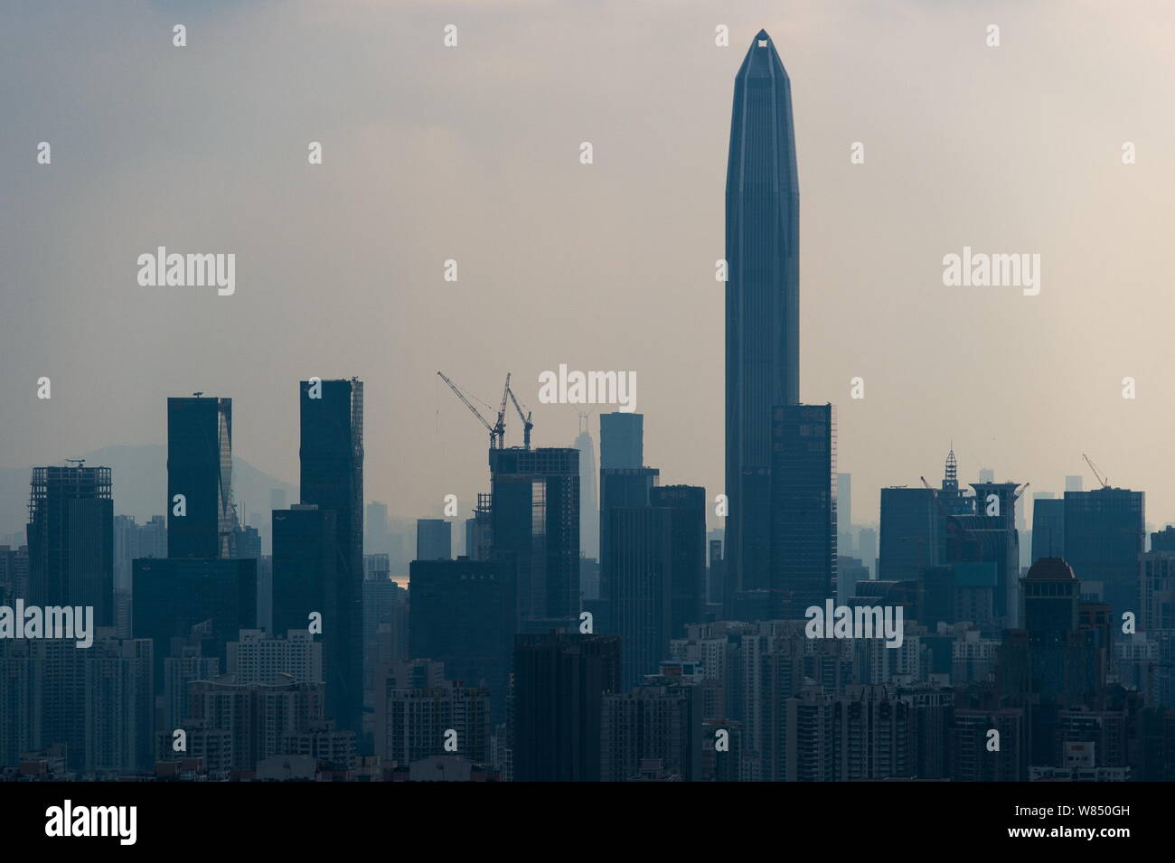Skyline of Futian District with the Ping An International Finance ...
