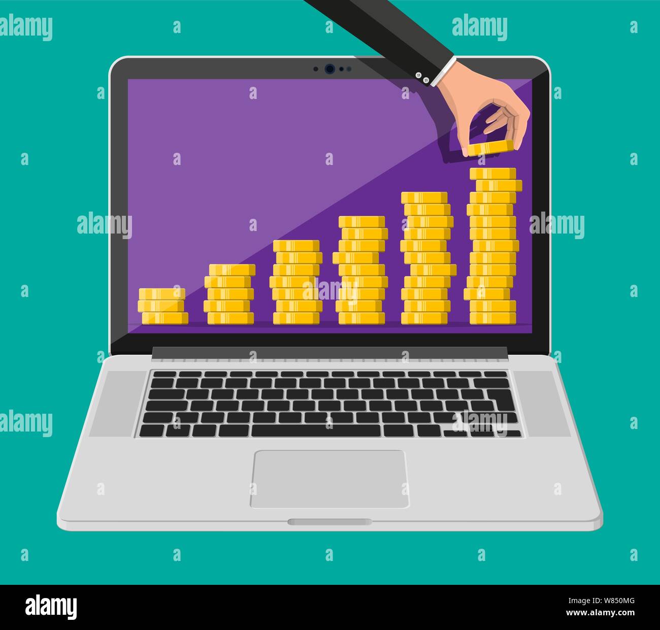 Stack coins hand on Stock Vector Images - Alamy