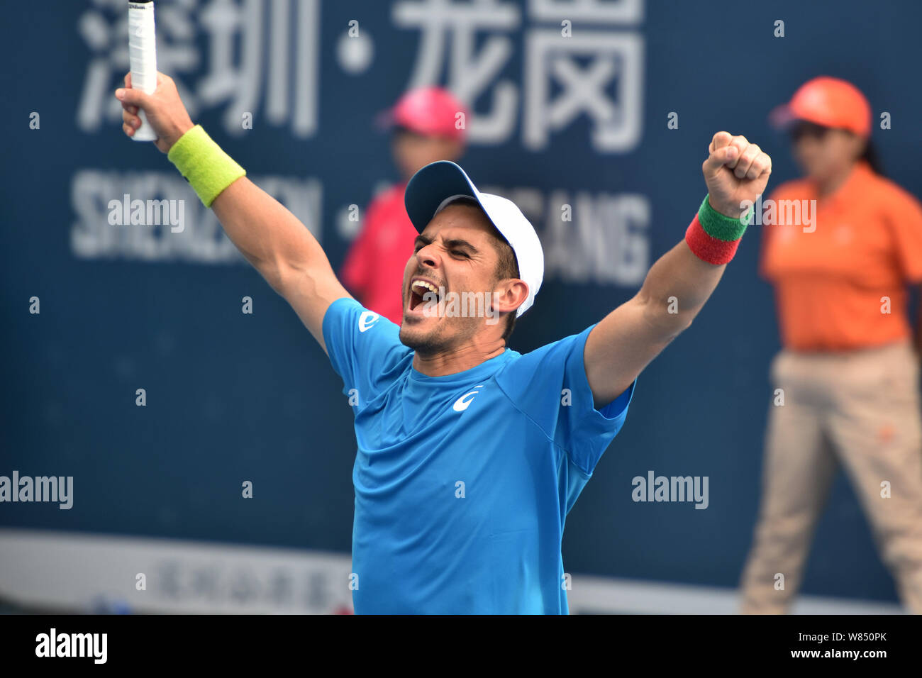 Thomas Fabbiano of Italy reacts after defeating Yoshihito Nishioka of ...