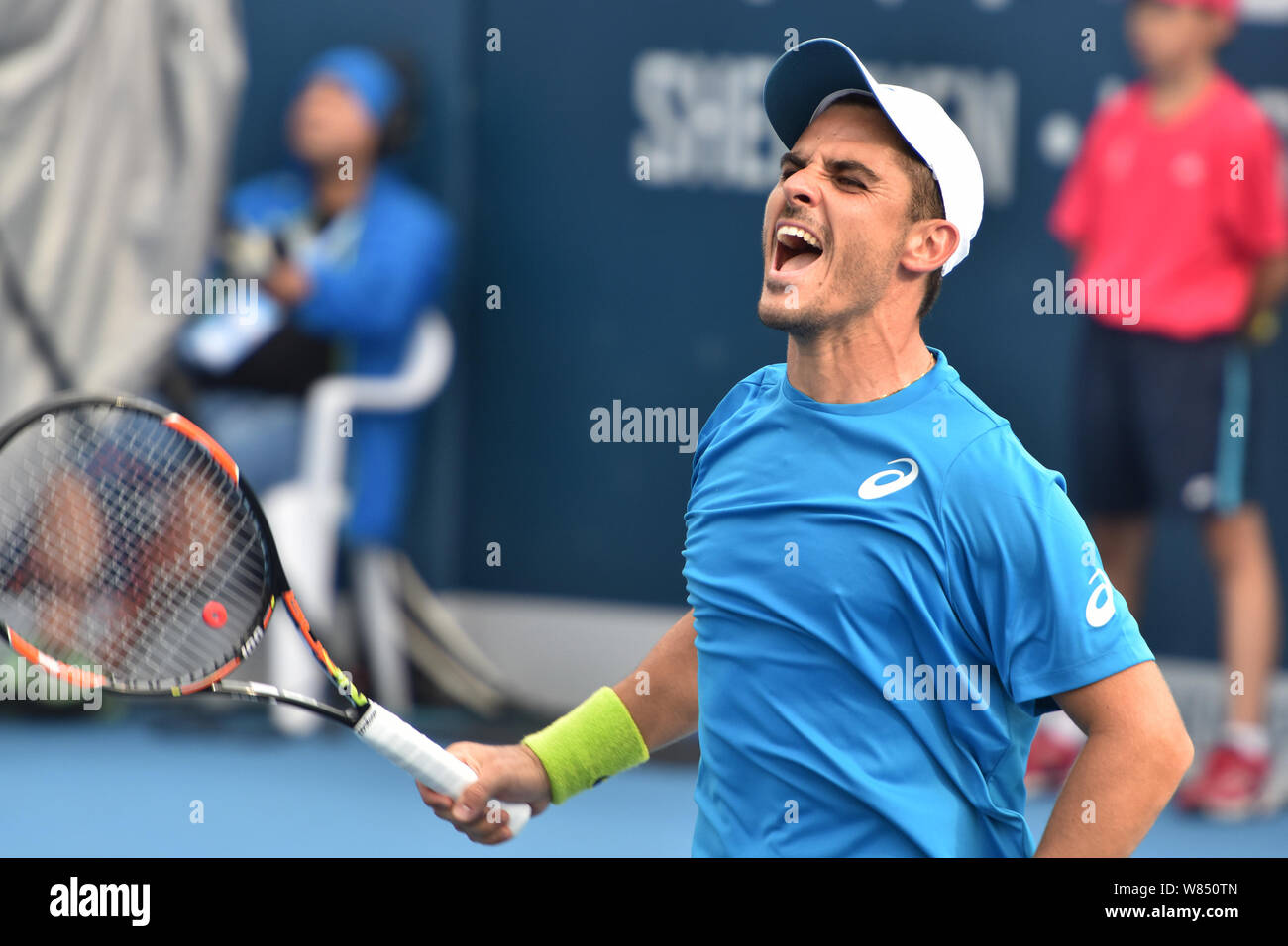 Thomas Fabbiano of Italy reacts after defeating Yoshihito Nishioka of ...