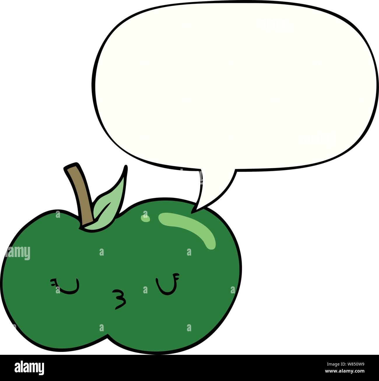 cartoon cute apple with speech bubble Stock Vector Image & Art - Alamy