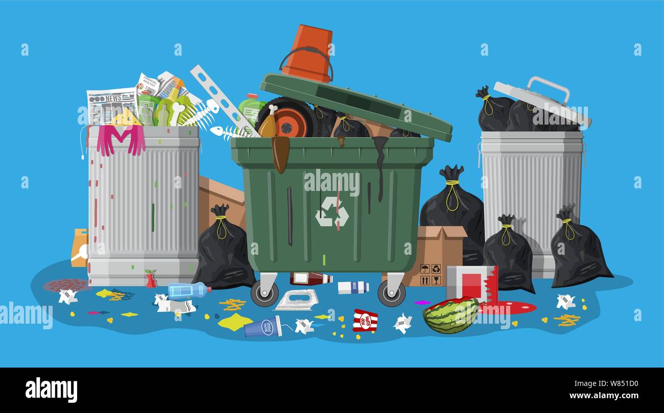 Overflowing bin litter Stock Vector Images - Alamy