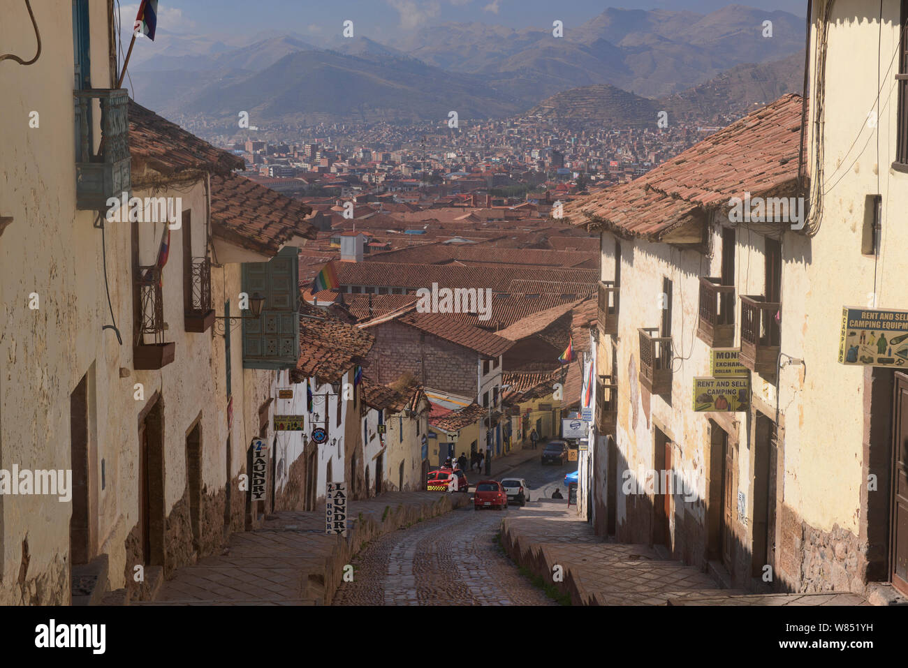 Cobblestone streets in the UNESCO World Heritage City of Cusco, Peru ...