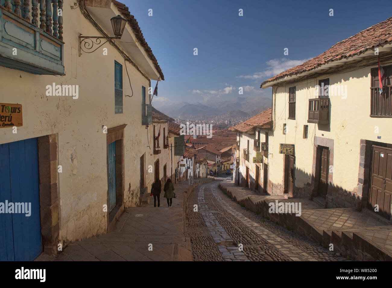 Cobblestone streets in the UNESCO World Heritage City of Cusco, Peru ...