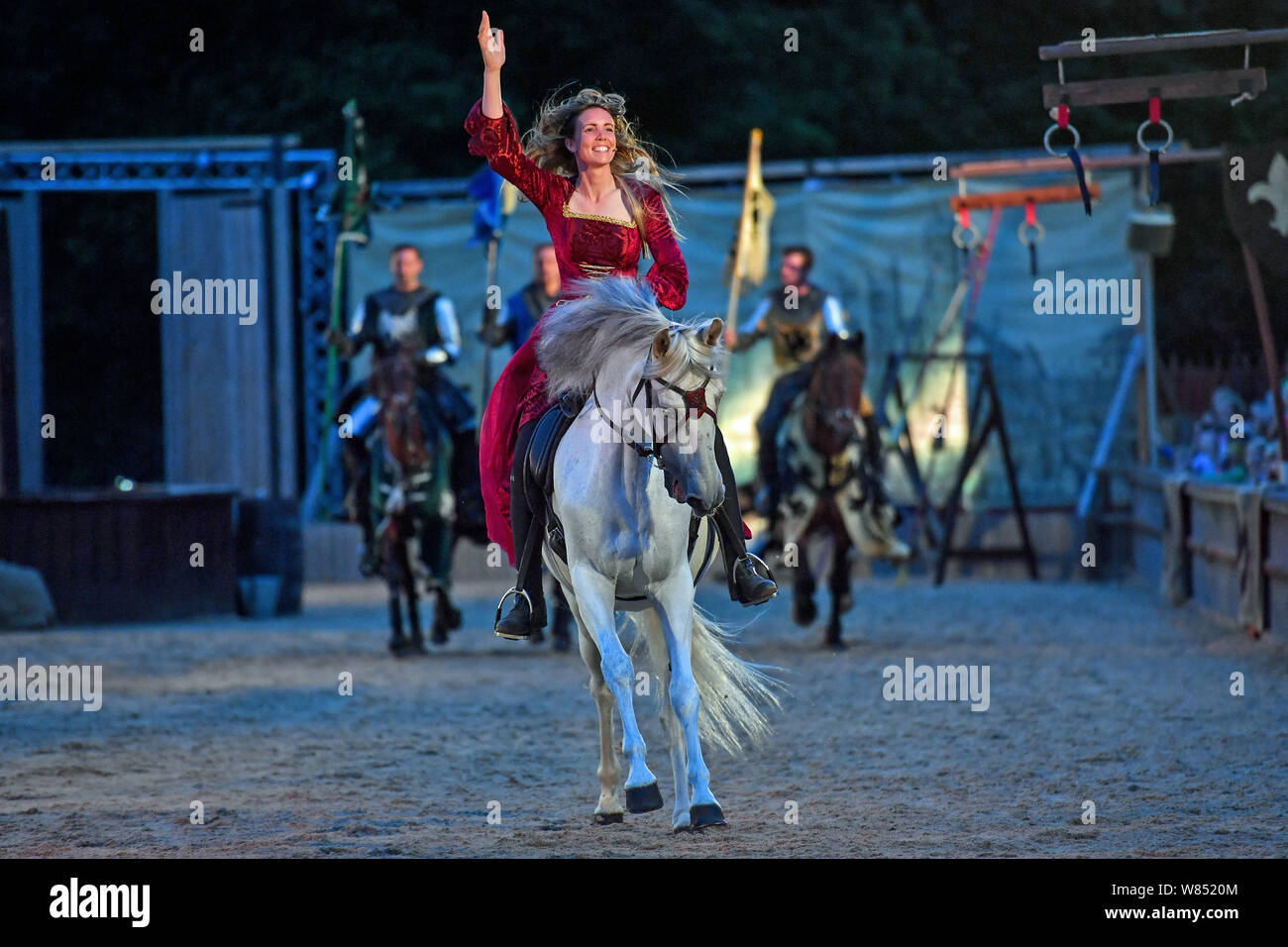 A performer during the opening night of Dragon Slayer at Warwick Castle ...