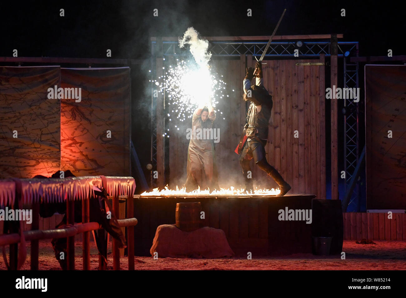 The opening night of Dragon Slayer at Warwick Castle, Warwickshire ...