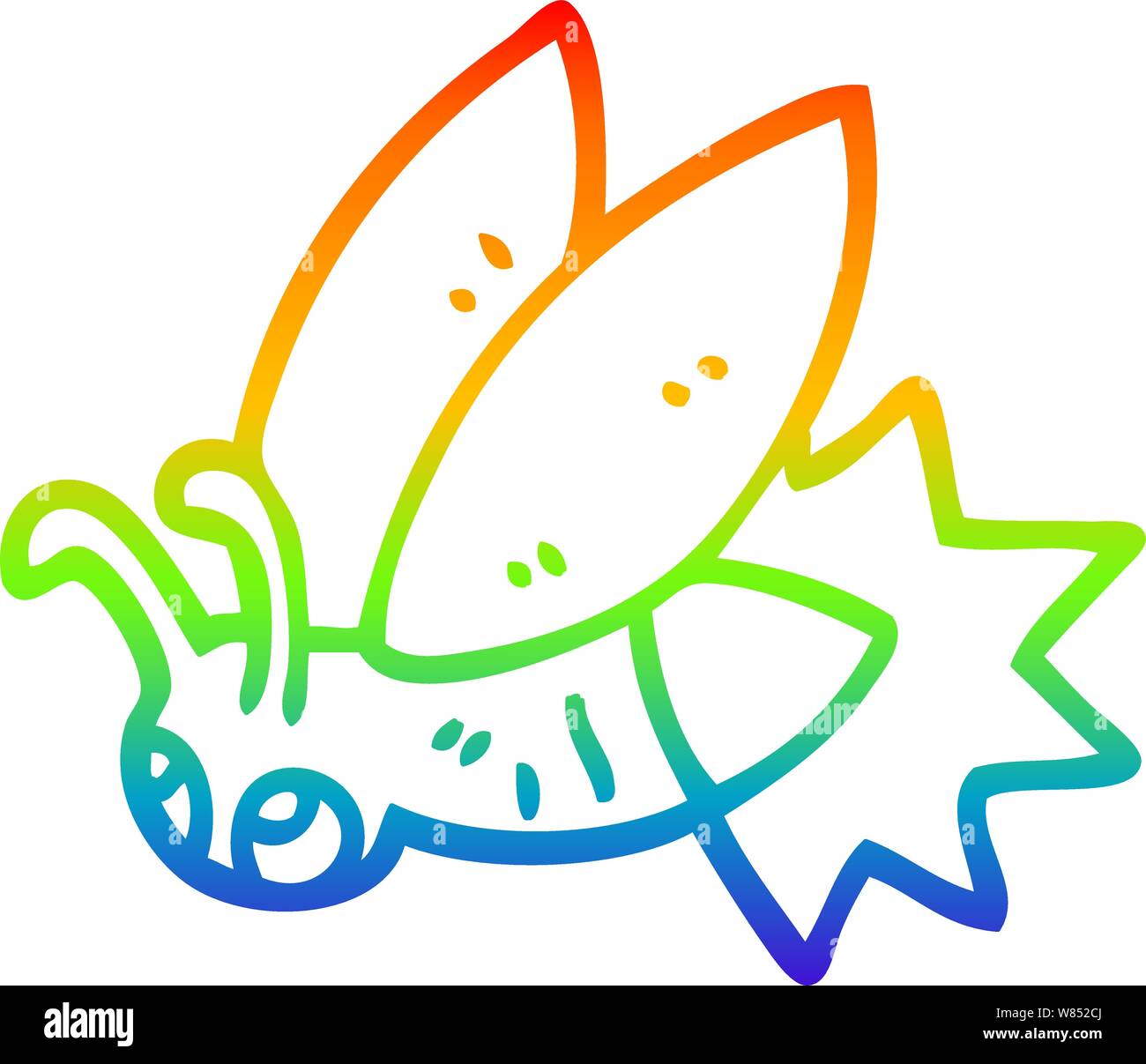 rainbow gradient line drawing of a cartoon lightning bug Stock Vector ...