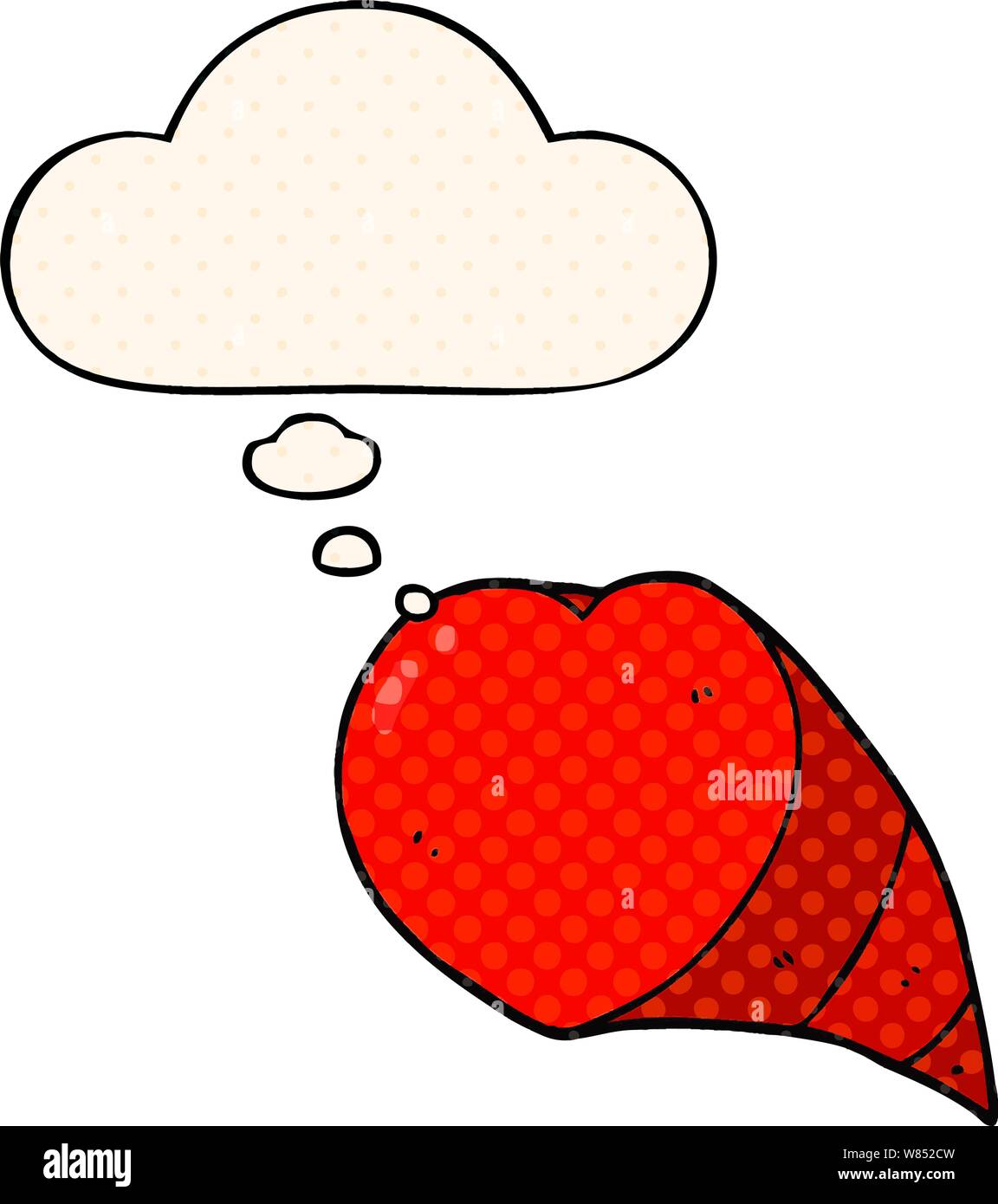 cartoon love heart symbol with thought bubble in comic book style Stock ...