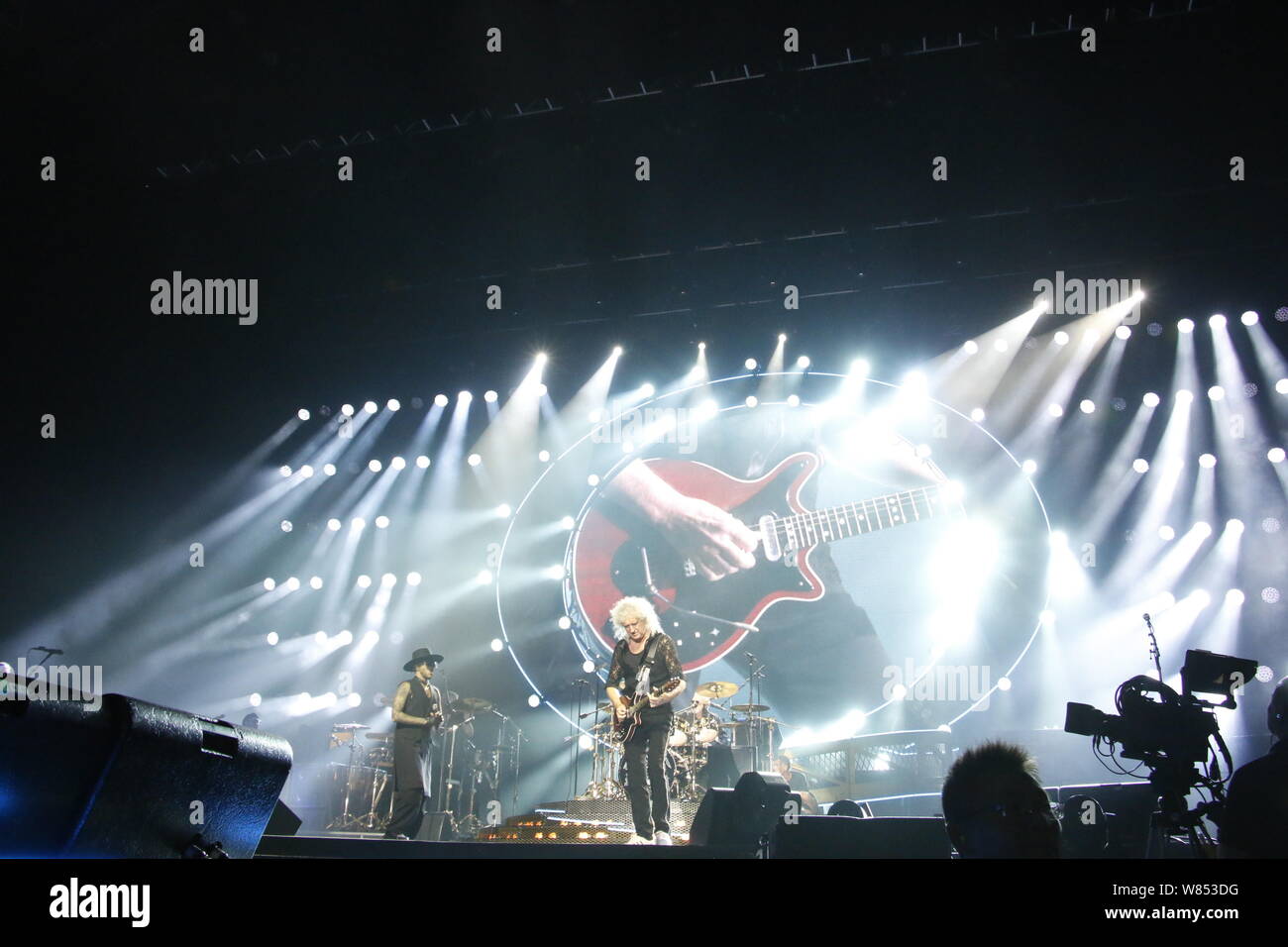 American singer Adam Lambert, left, and English band Queen perform ...