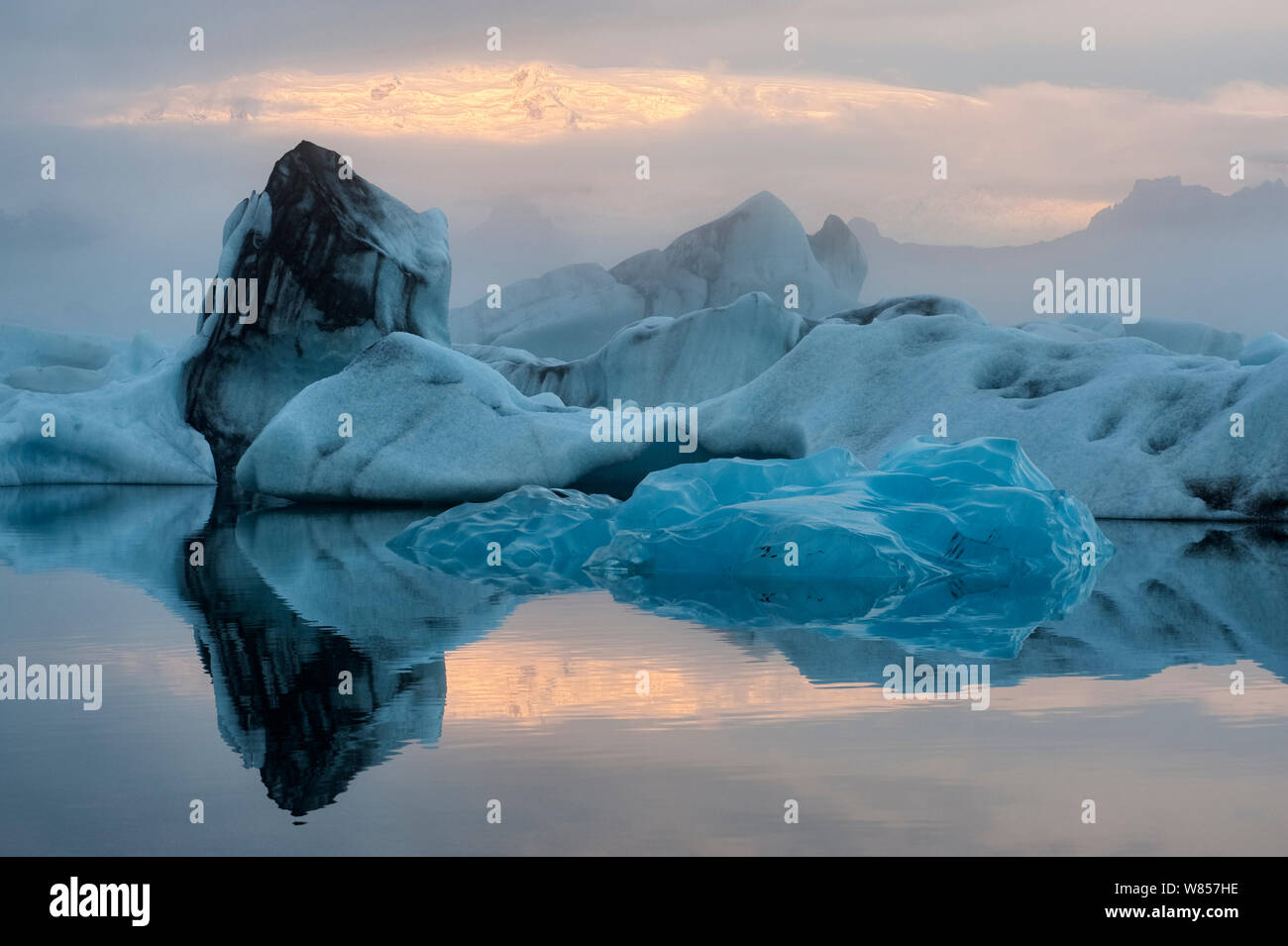 Ice blocks floating in glacial lagoon, Jökulsárlón, Iceland Stock Photo ...