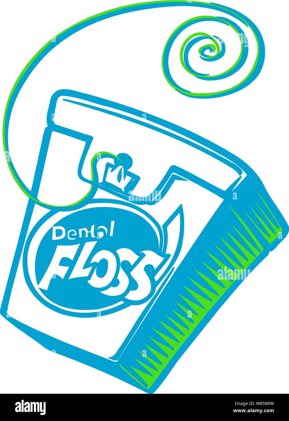 Dental floss with a string of floss shaped in a curly cue Stock Vector ...