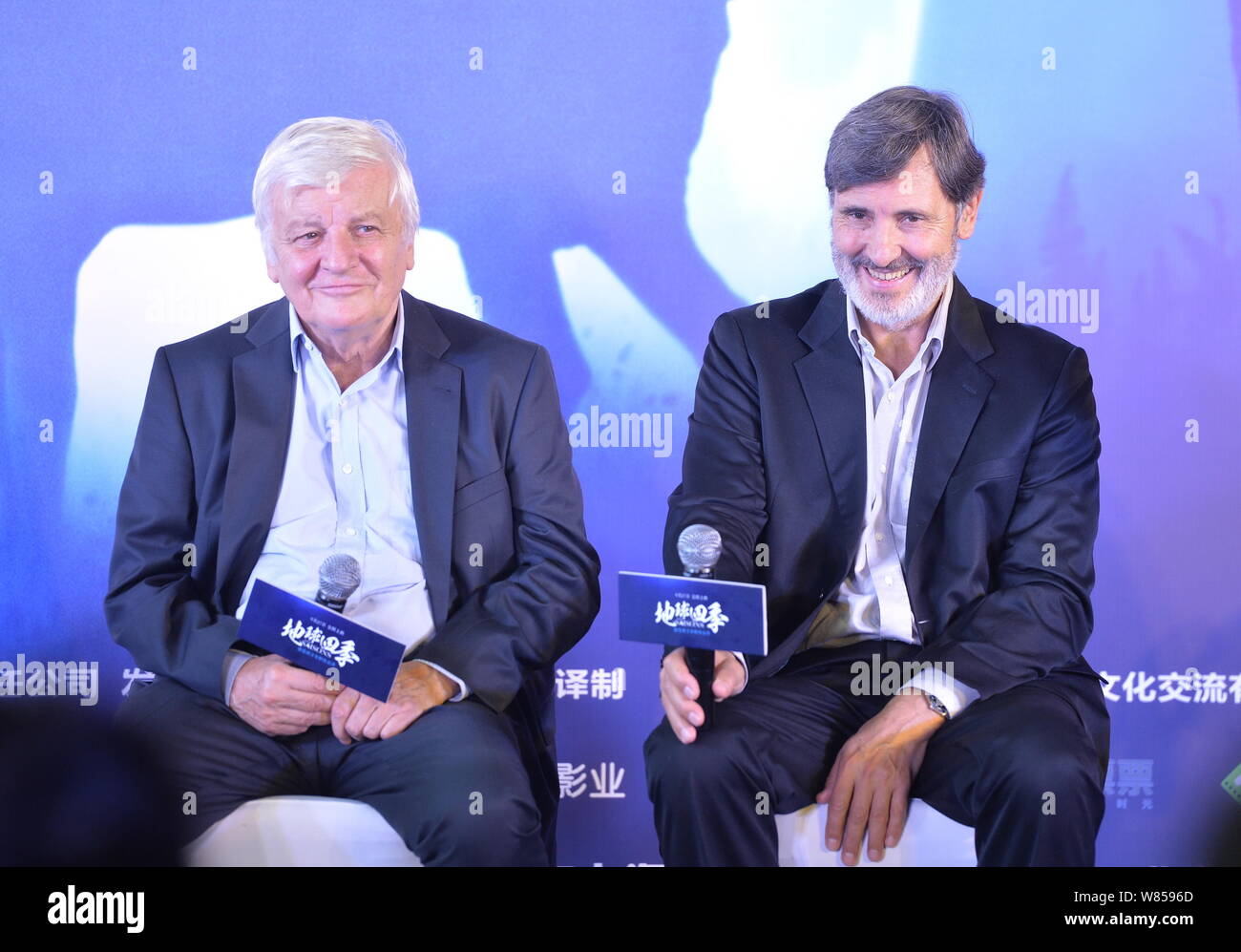 French directors Jacques Perrin and Jacques Cluzaud attend a premiere ...