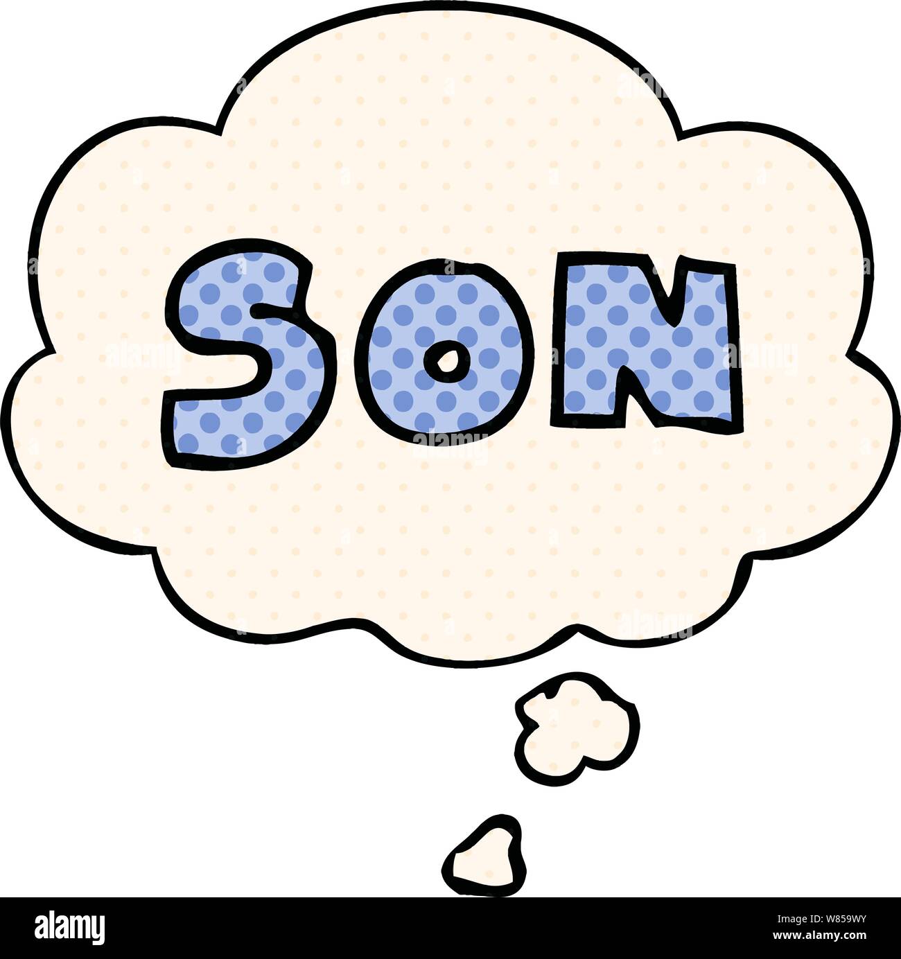 cartoon word son with thought bubble in comic book style Stock Vector ...