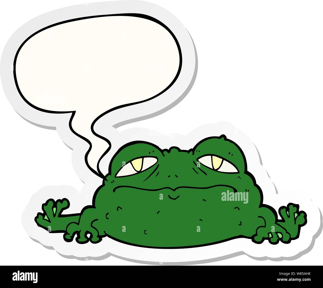 cartoon ugly frog with speech bubble sticker Stock Vector Image & Art ...