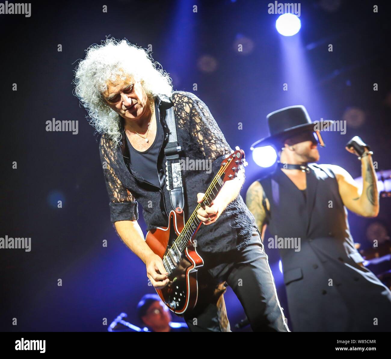American singer Adam Lambert, left, and English band Queen perform ...