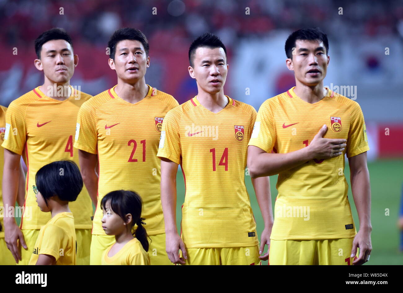 (From left) Li Xuepeng, Yu Hai, Sun Ke and Zheng Zhi of the starting ...