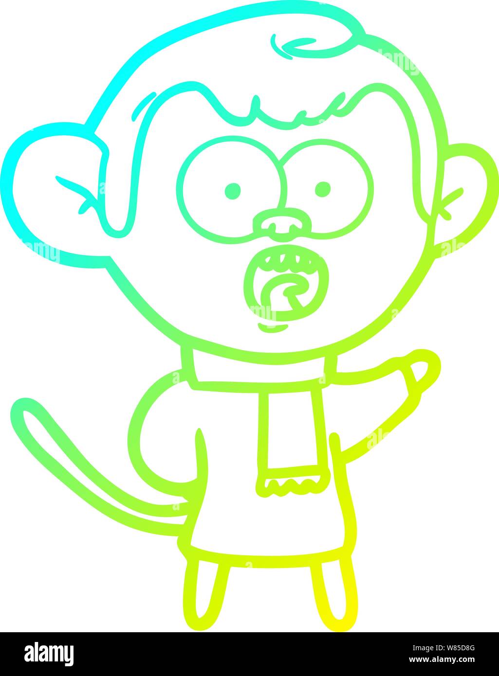 cold gradient line drawing of a cartoon shocked monkey Stock Vector ...