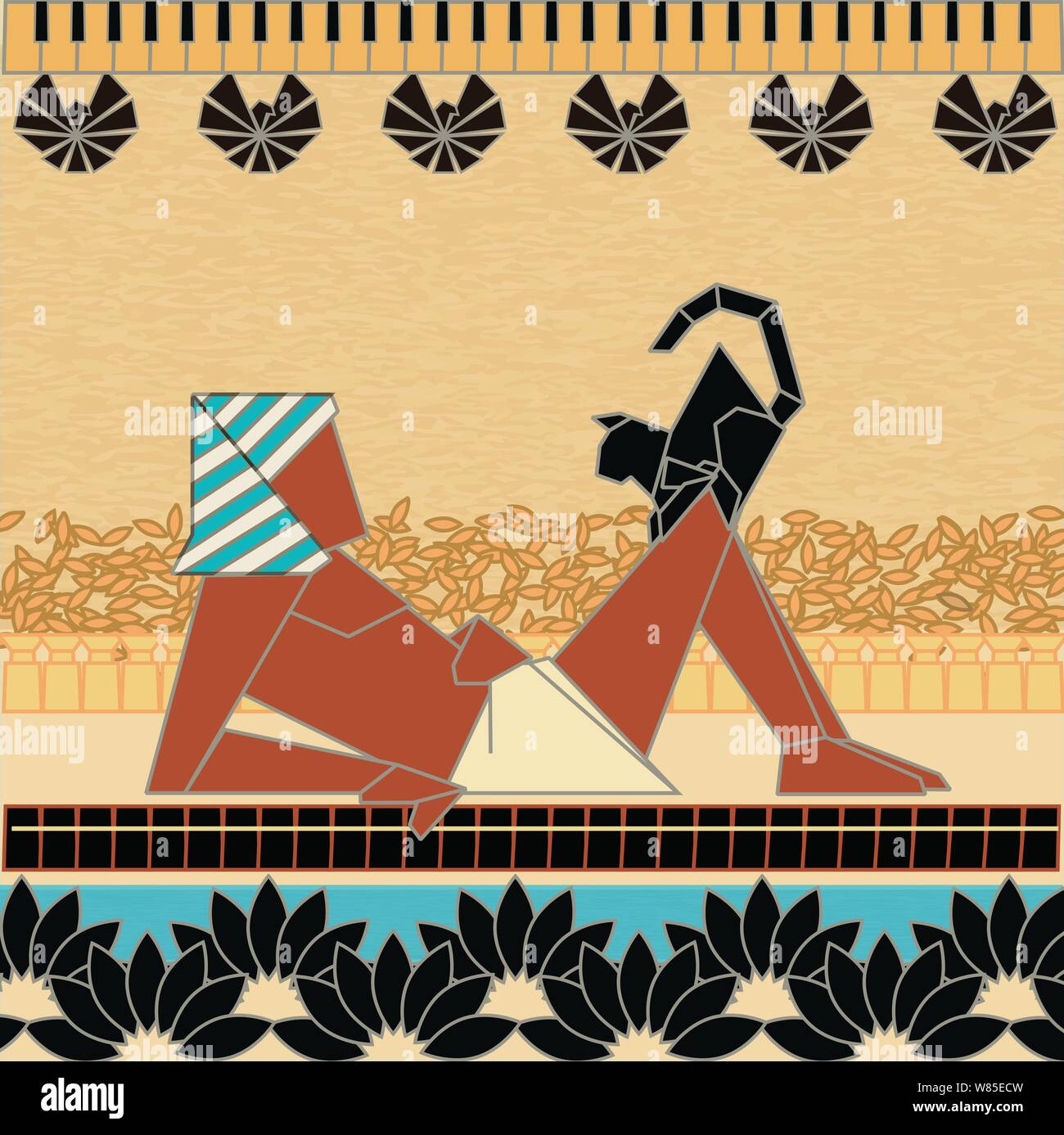 Cat on ancient statue Stock Vector Images - Alamy