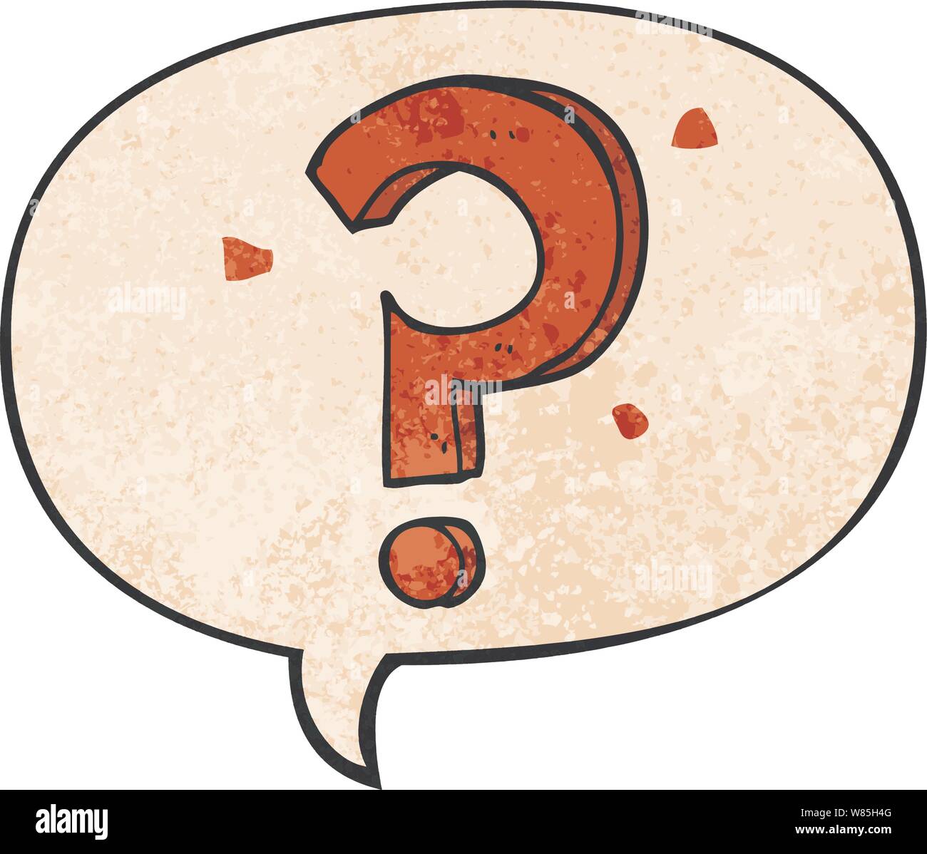 cartoon question mark with speech bubble in retro texture style Stock ...