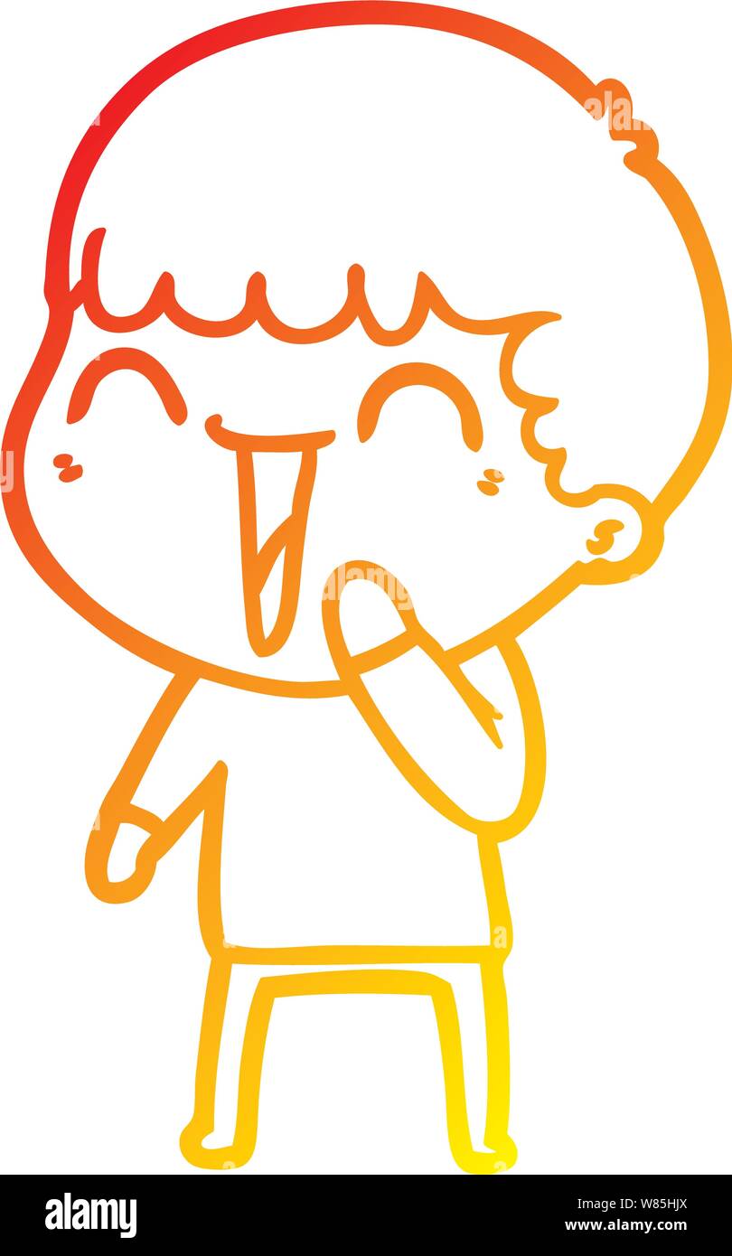 warm gradient line drawing of a cartoon happy man Stock Vector Image ...