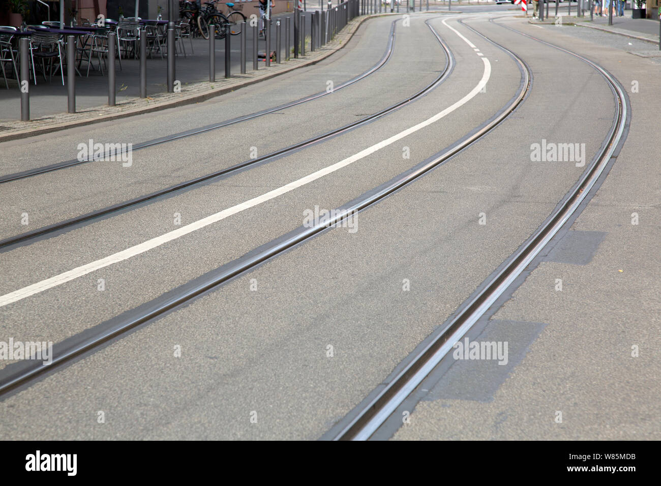 Tram Track Curve on Street, Frankfurt; Germany Stock Photo - Alamy