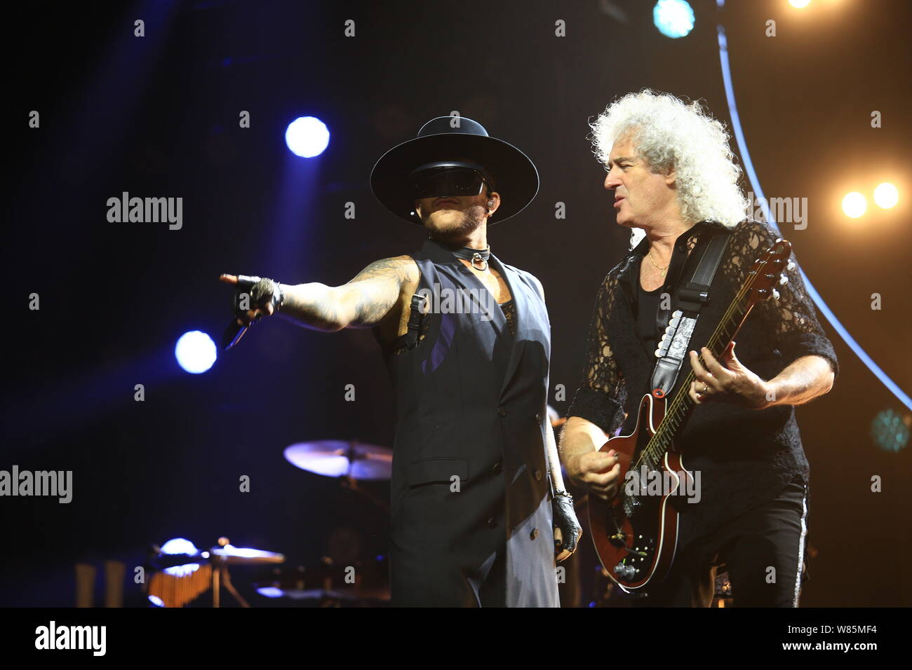 American singer Adam Lambert, left, and English band Queen perform ...