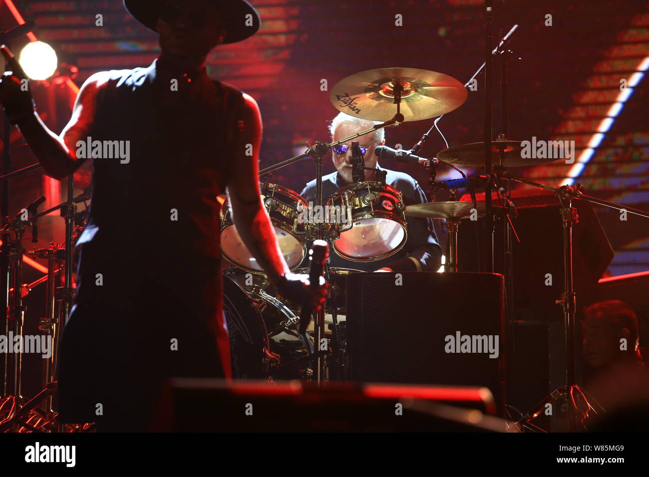 American singer Adam Lambert, left, and English band Queen perform ...