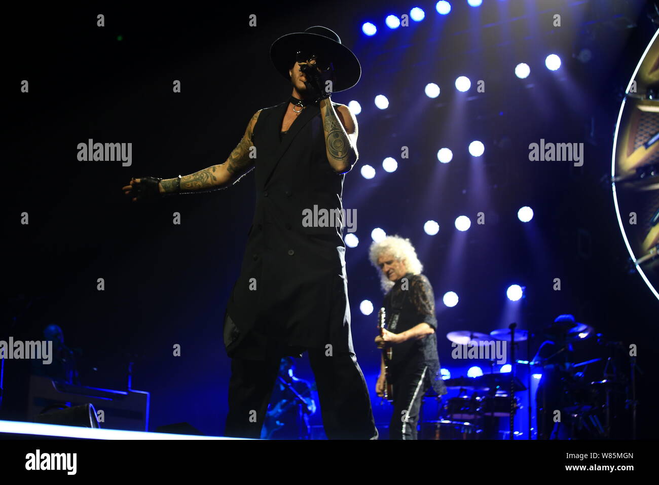 American singer Adam Lambert, left, and English band Queen perform ...