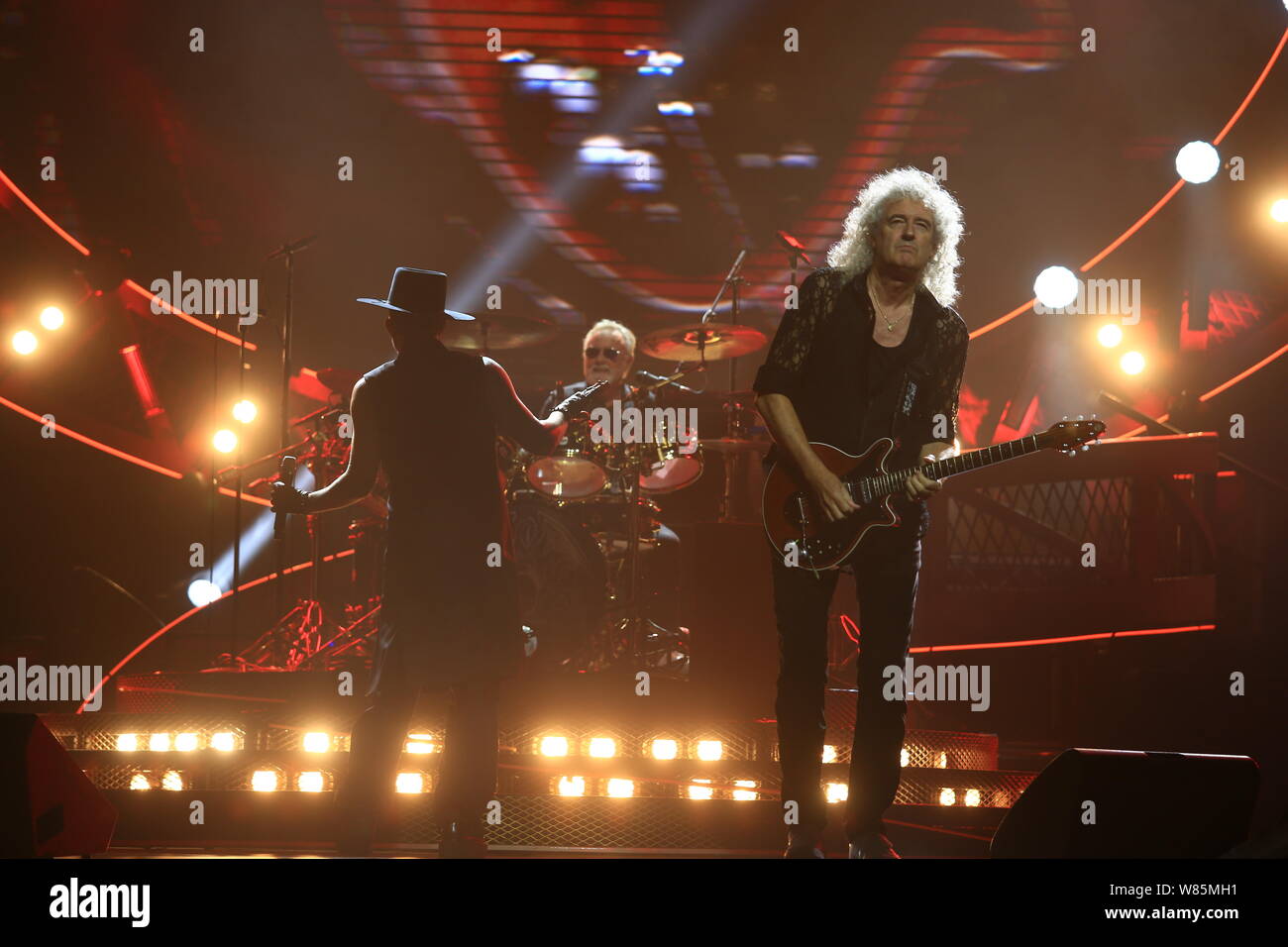 American singer Adam Lambert, left, and English band Queen perform ...