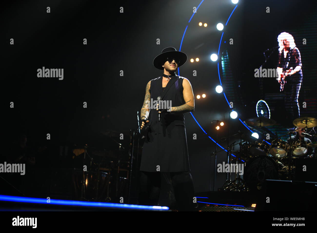American singer Adam Lambert, left, and English band Queen perform ...