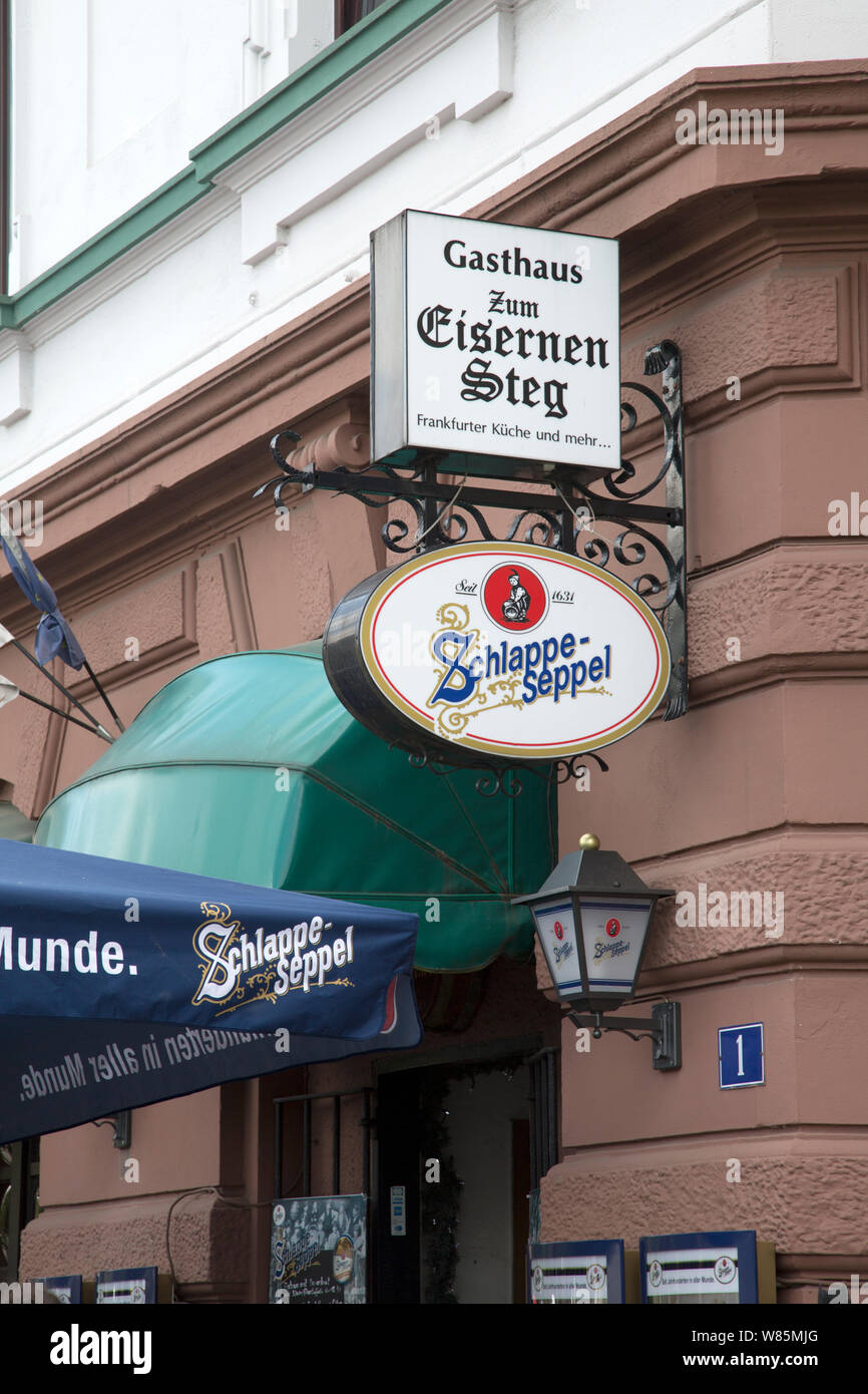 Gasthaus Eiserner Steg Bar Sign; Frankfurt; Germany Stock Photo - Alamy