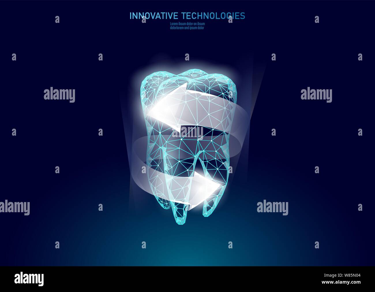 Low poly tooth protection medical concept. Whitening toothpaste enamel ...
