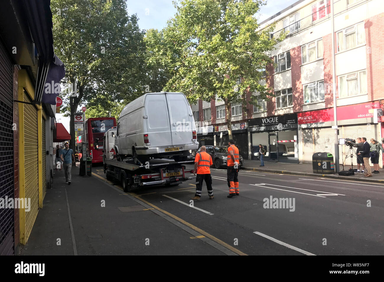 A van, believed to have been driven by the attacker, is loaded at the ...