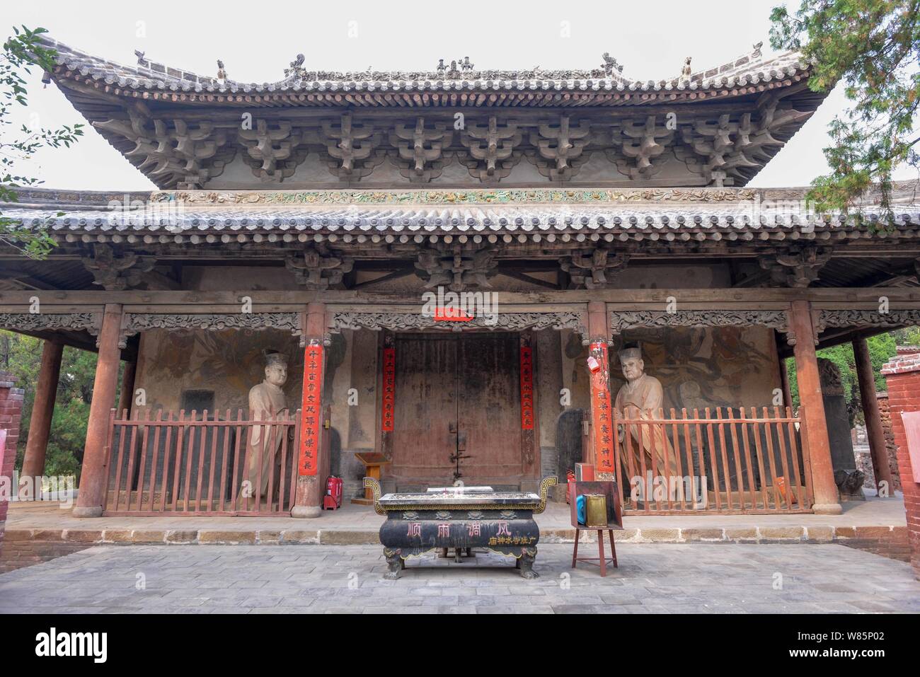 View of the closed Shuisheng Temple (Temple of Water God) in Guangsheng ...