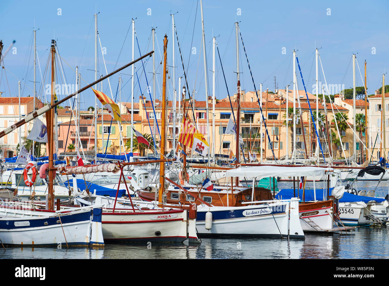 Sanary-sur-Mer (south-eastern France): “pointus”, fishing boats typical ...