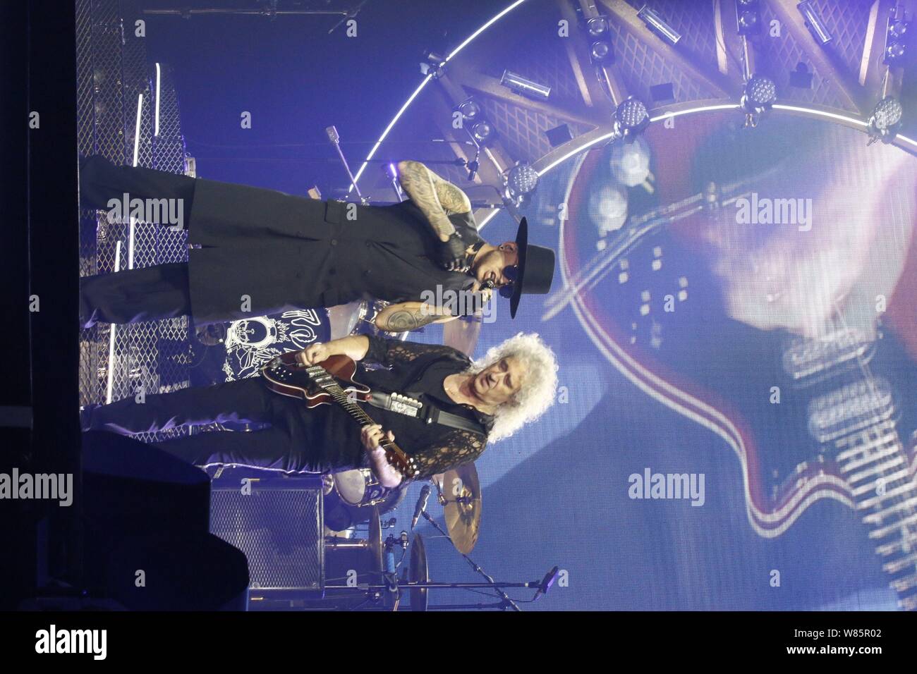 American singer Adam Lambert, left, and English band Queen perform ...