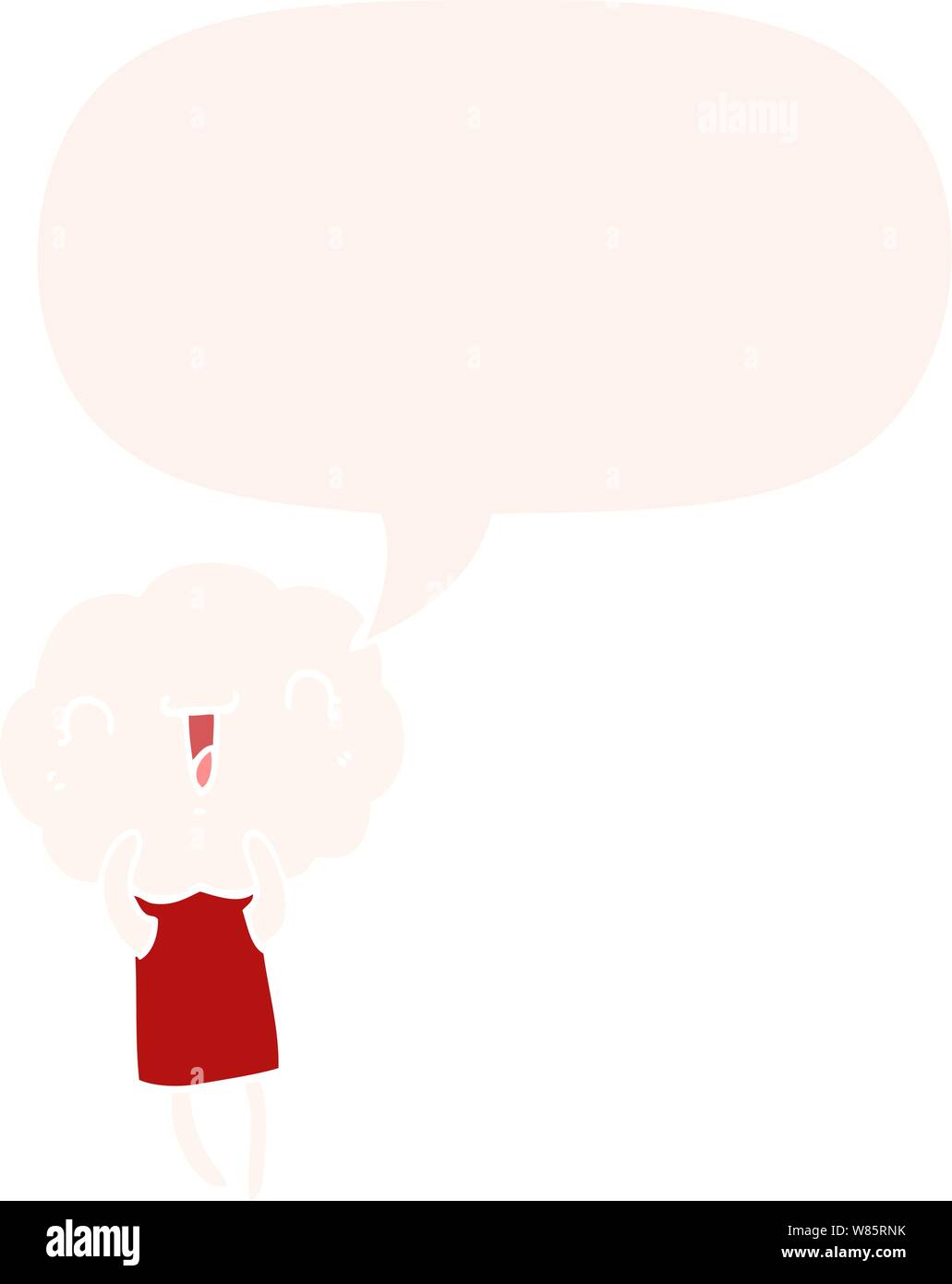 cute cartoon cloud head creature with speech bubble in retro style ...