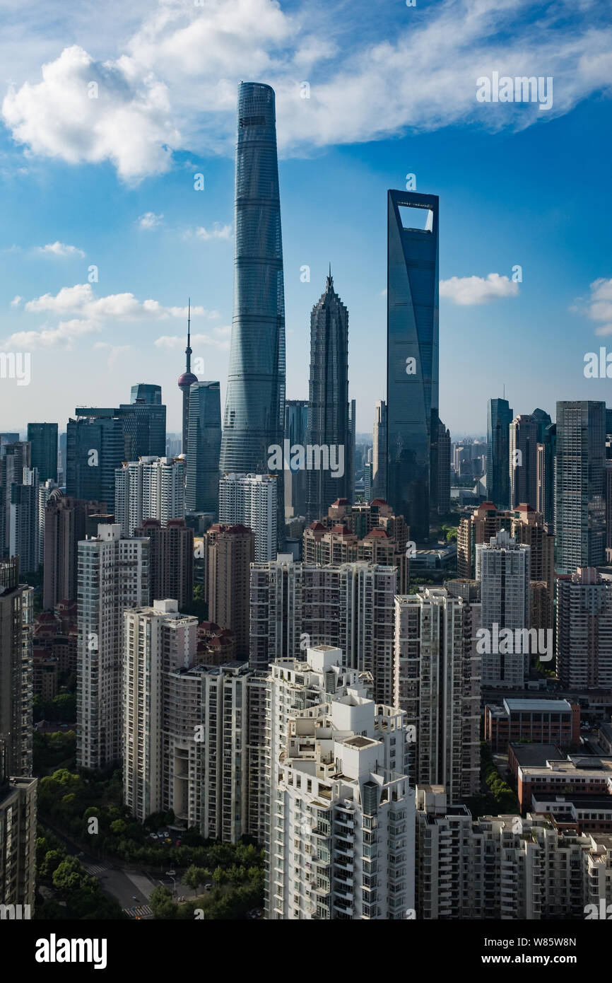 Skyline of the Lujiazui Financial District with the Shanghai Tower ...