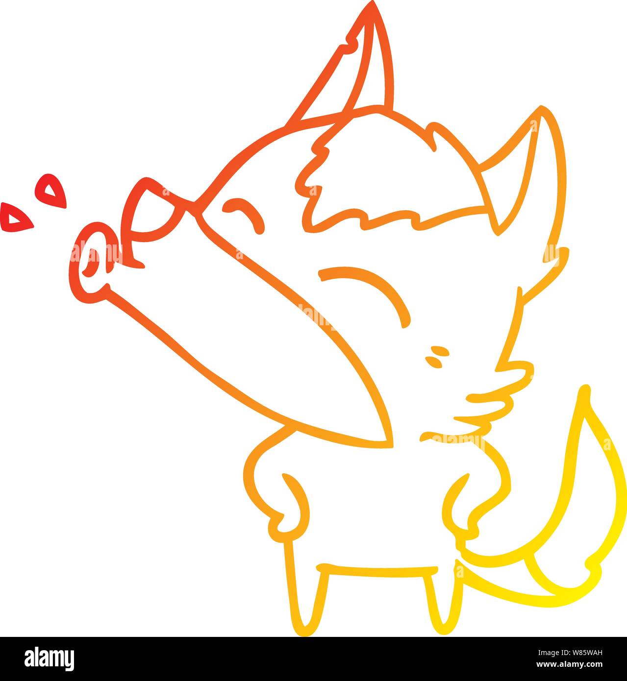 warm gradient line drawing of a howling wolf cartoon Stock Vector Image ...