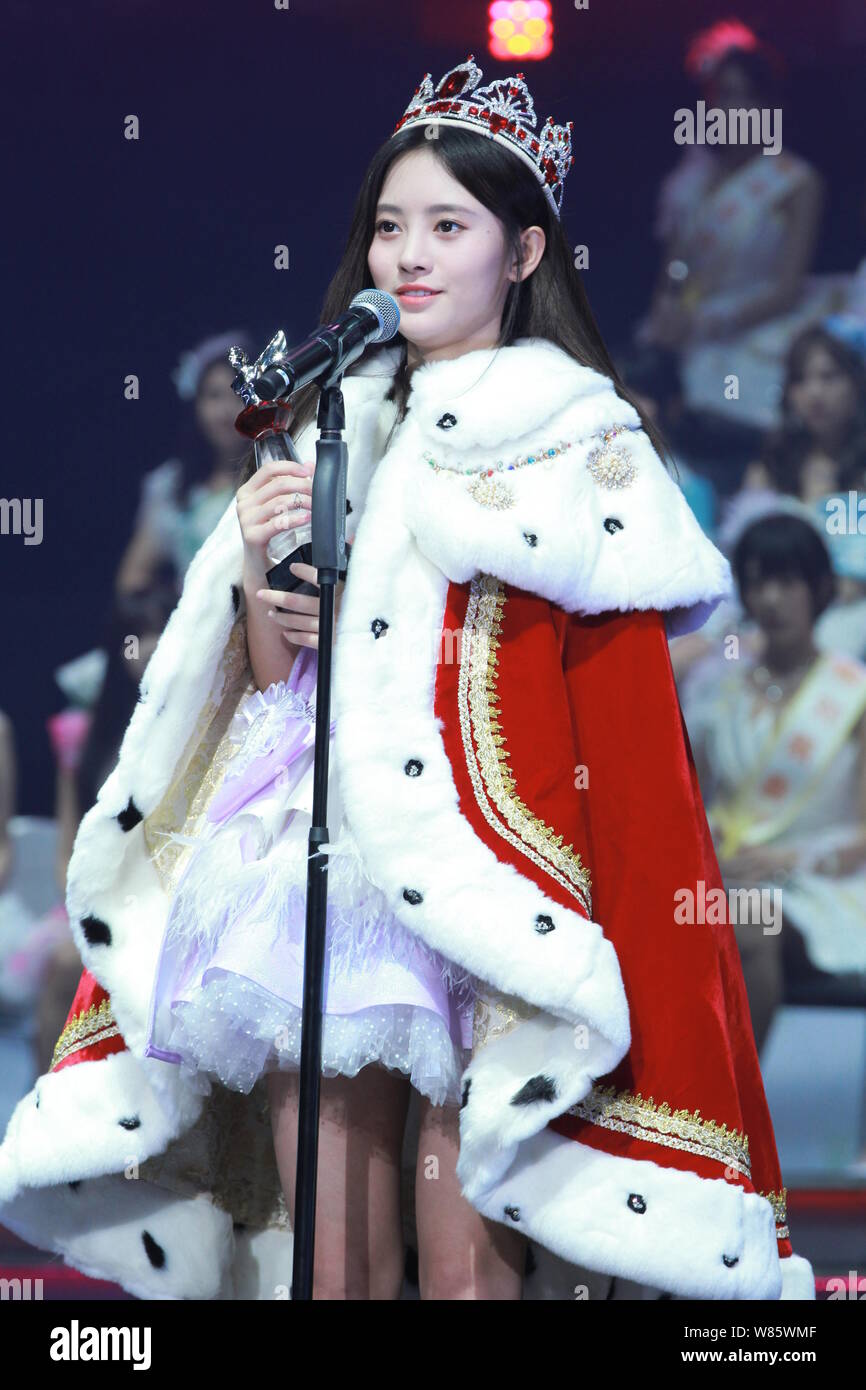 Winner Ju Jingyi Of Chinese Girl Group Snh48 Speaks During The Final Of The Third Snh48 Idols