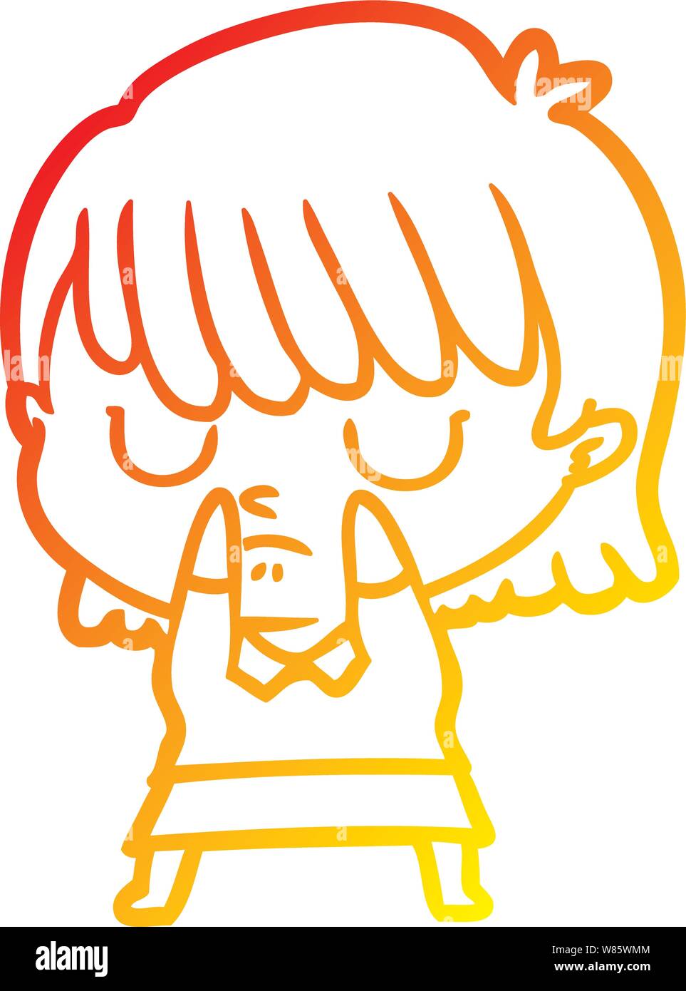 warm gradient line drawing of a cartoon woman Stock Vector Image & Art ...